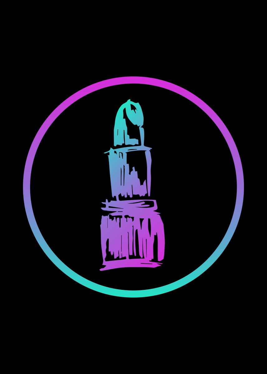 'Neon Makeup Lipstick 4' Poster, picture, metal print, paint by ...