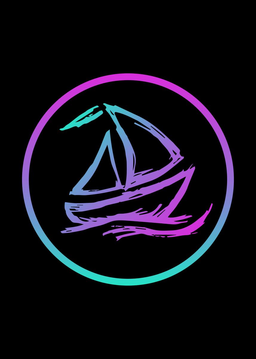 'Neon Ship or Boat 3' Poster, picture, metal print, paint by Maricris M ...