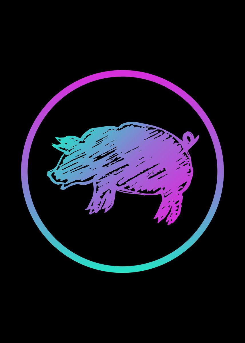 'Neon Pig Animal 3' Poster by Maricris M | Displate