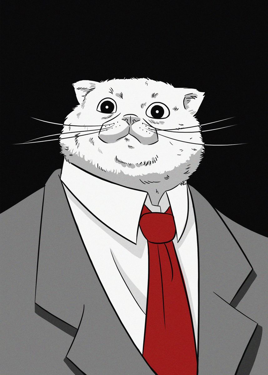 'Boss cat in a suit' Poster, picture, metal print, paint by Lina ...