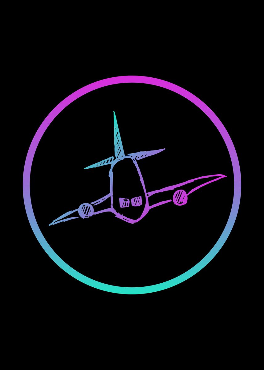 'Neon Airplane 4' Poster, picture, metal print, paint by Maricris M ...