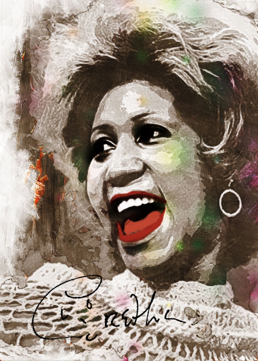 'Aretha Franklin' Poster by Petra Rommelfanger | Displate