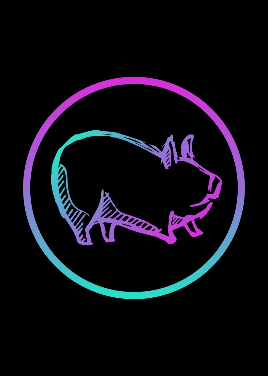 'Neon Pig Animal 1' Poster, picture, metal print, paint by Maricris M ...
