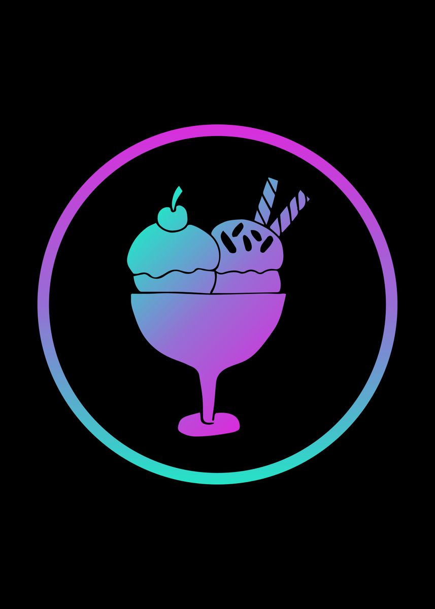 'Neon Ice Cream Food 3' Poster, picture, metal print, paint by Maricris ...