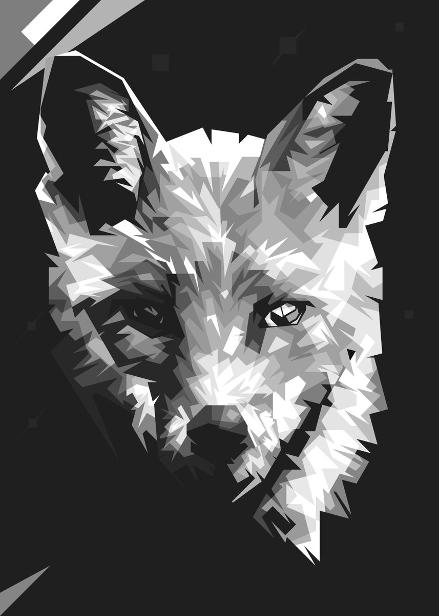 'FOX BW WPAP' Poster by Paradox Studio | Displate