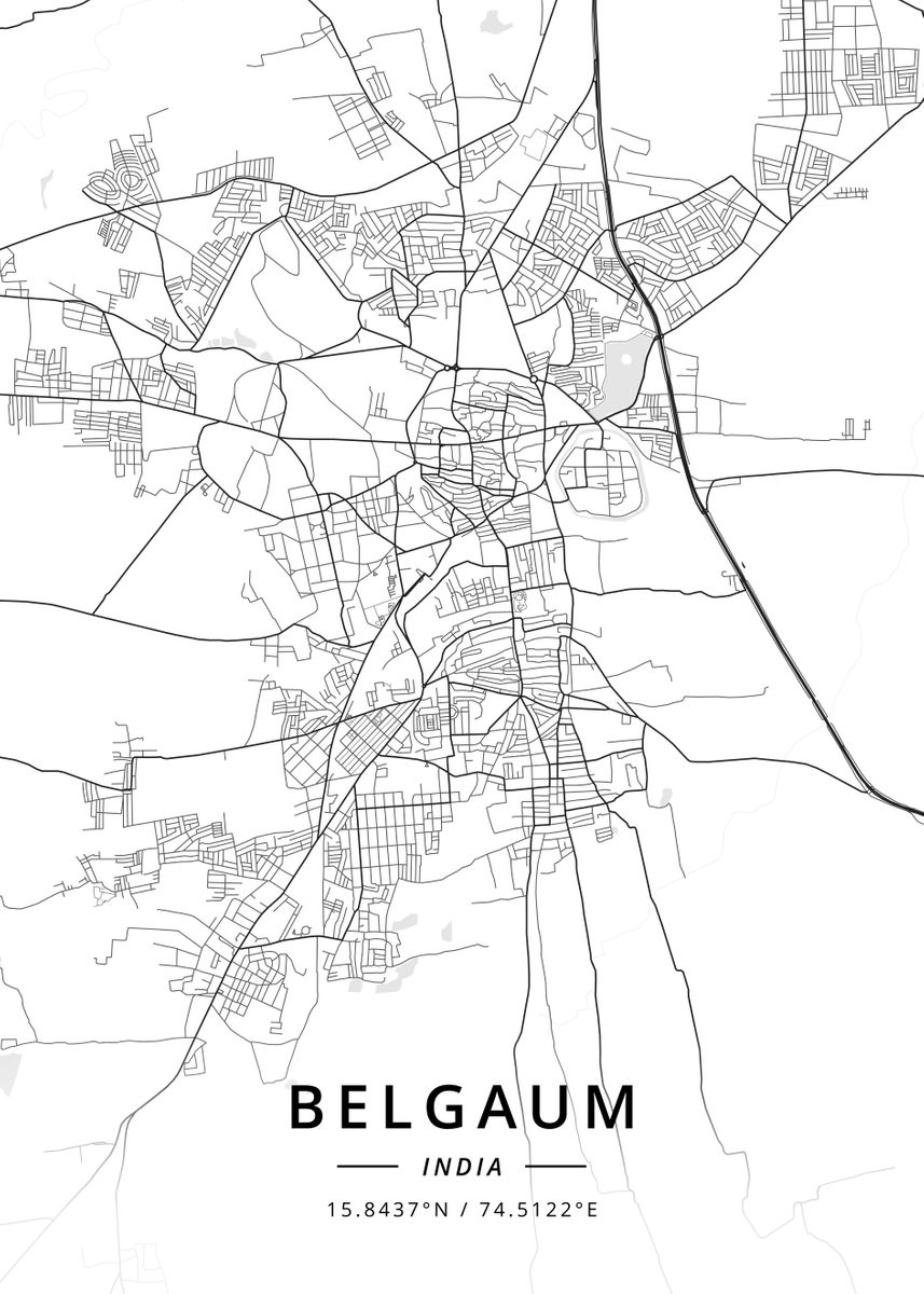 'Belgaum India' Poster, picture, metal print, paint by Designer Map Art ...