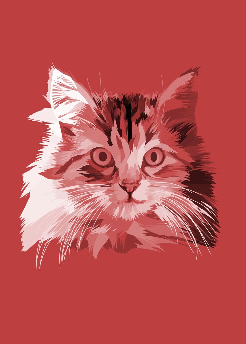 'Red Cat Vector' Poster by Jeritan tangan | Displate
