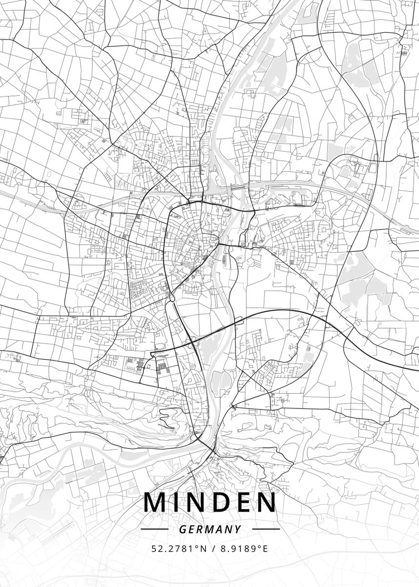 'Minden Germany' Poster, picture, metal print, paint by Designer Map ...