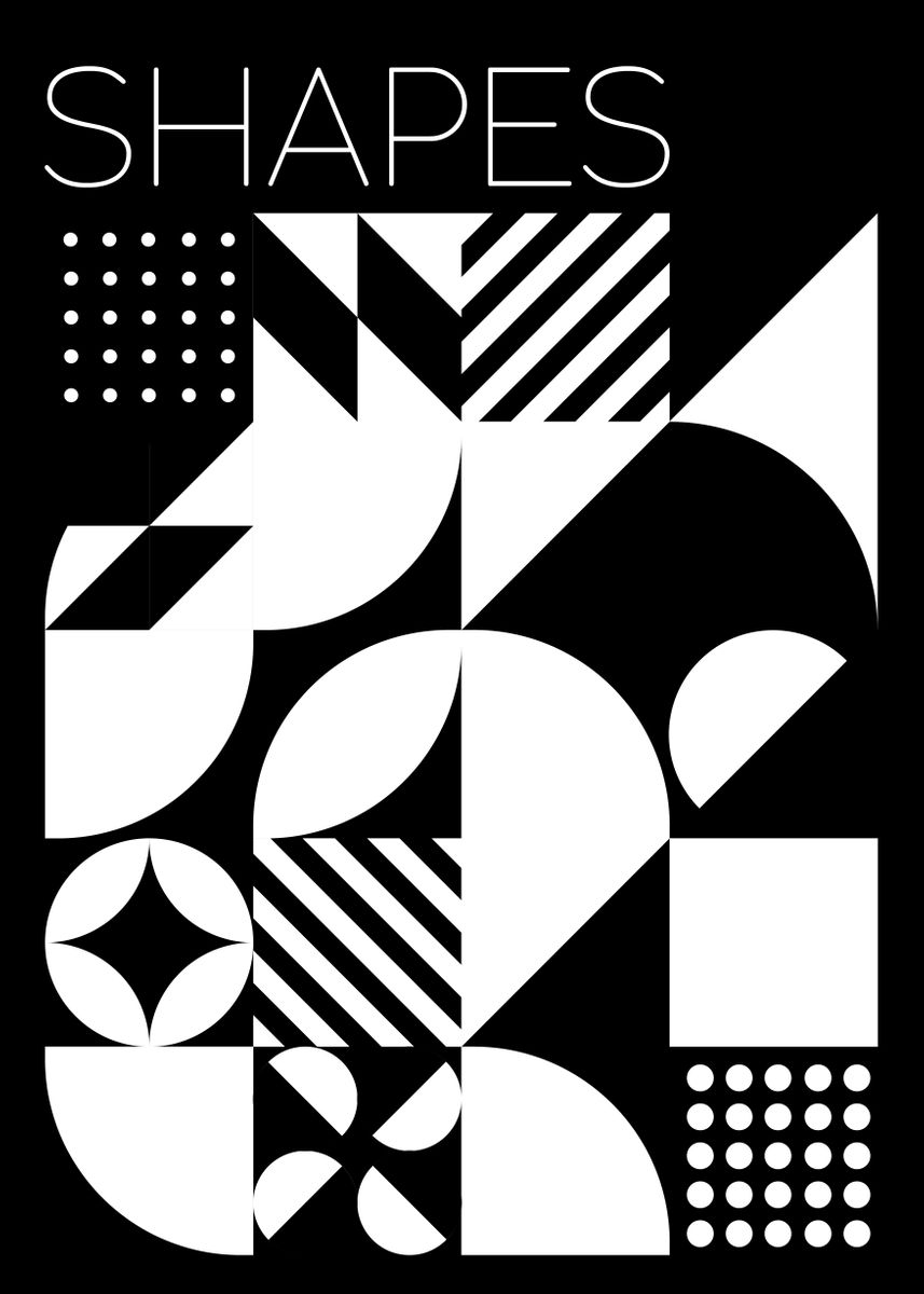 'Black and White Shapes' Poster, picture, metal print, paint by George ...