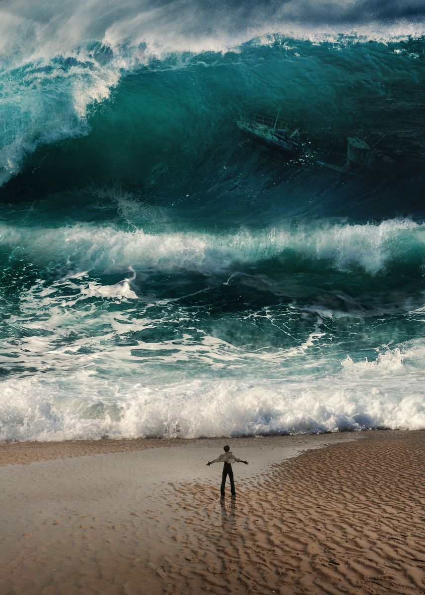 'Tsunami Wave' Poster, picture, metal print, paint by nogar007 | Displate