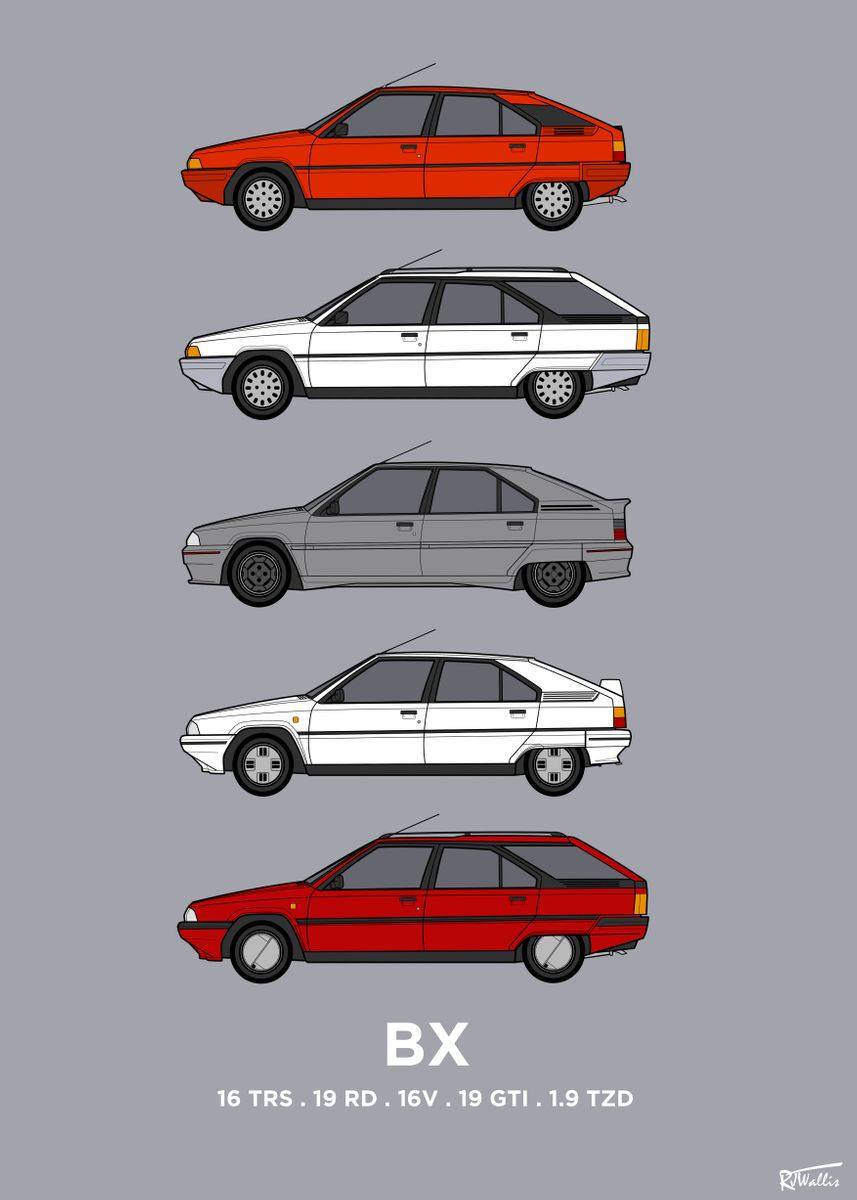 'Citroen BX Collection' Poster by Russell Wallis | Displate