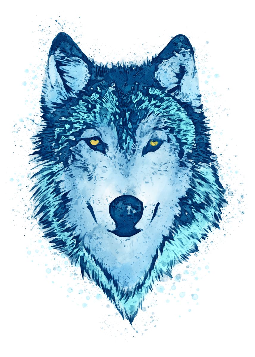 'Blue Wolf Watercolor' Poster, picture, metal print, paint by Swan Dee ...