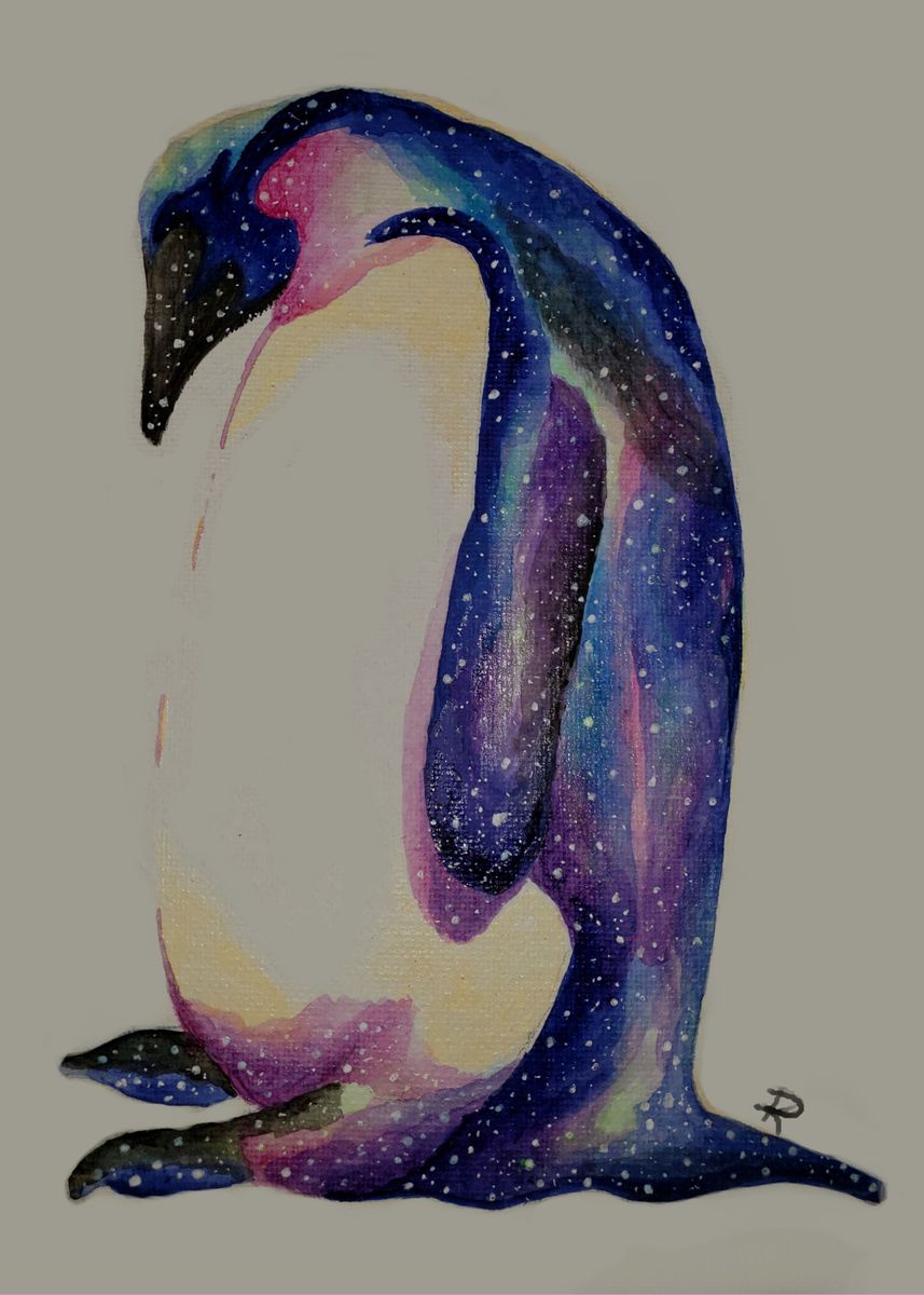 'Galaxy Penguin' Poster, picture, metal print, paint by The Art Crate ...