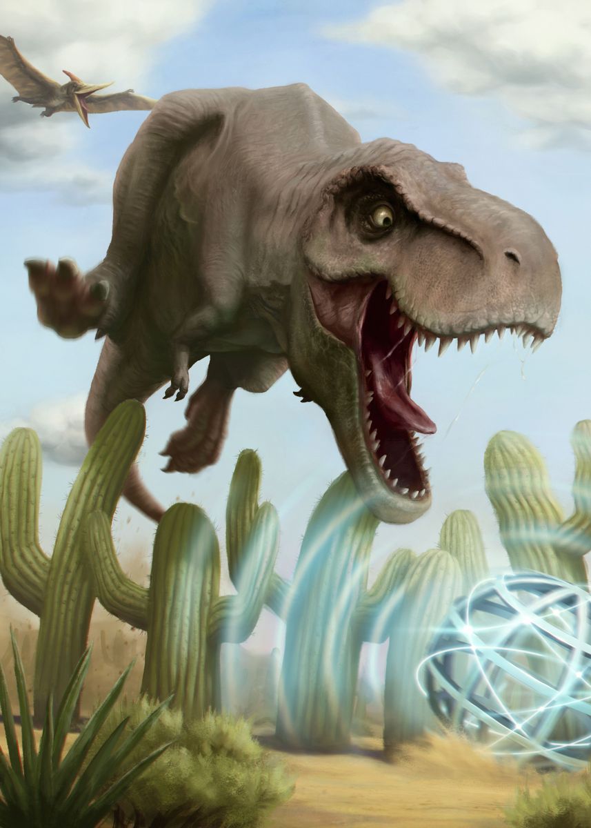 'Trex Run' Poster, picture, metal print, paint by Andreas Huang | Displate