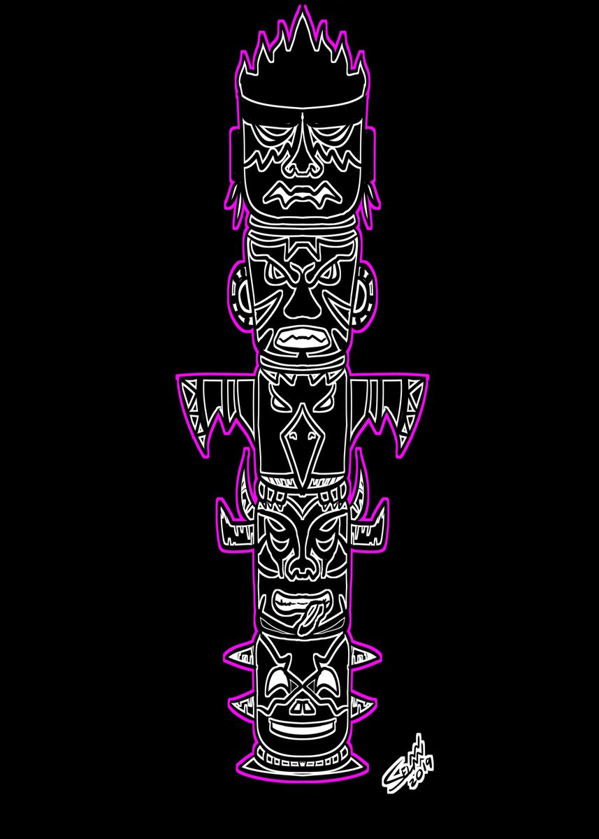 'Totems Statue SS90' Poster, picture, metal print, paint by Sel | Displate