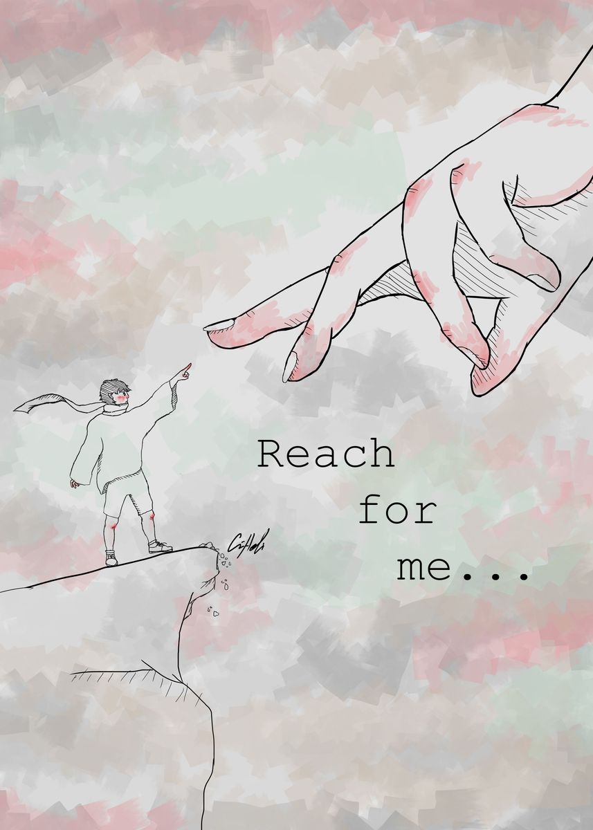 'Reach for me friend' Poster, picture, metal print, paint by Sini Helin ...