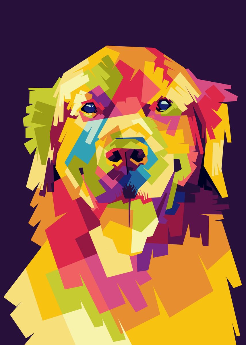 'Colorful Dog' Poster, picture, metal print, paint by Dimas Pras | Displate
