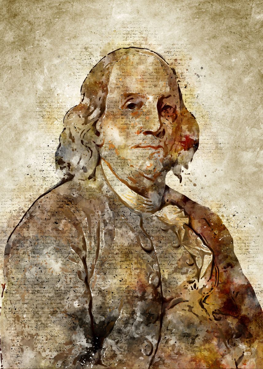'Benjamin Franklin Vintage' Poster, picture, metal print, paint by Swan ...