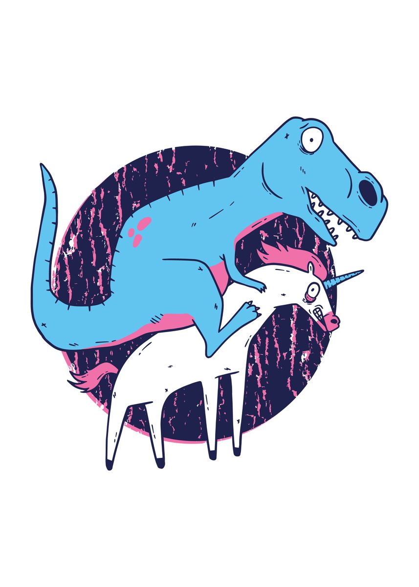 'Dinosaur and Unicorn ' Poster by Wonderful Dream Picture | Displate