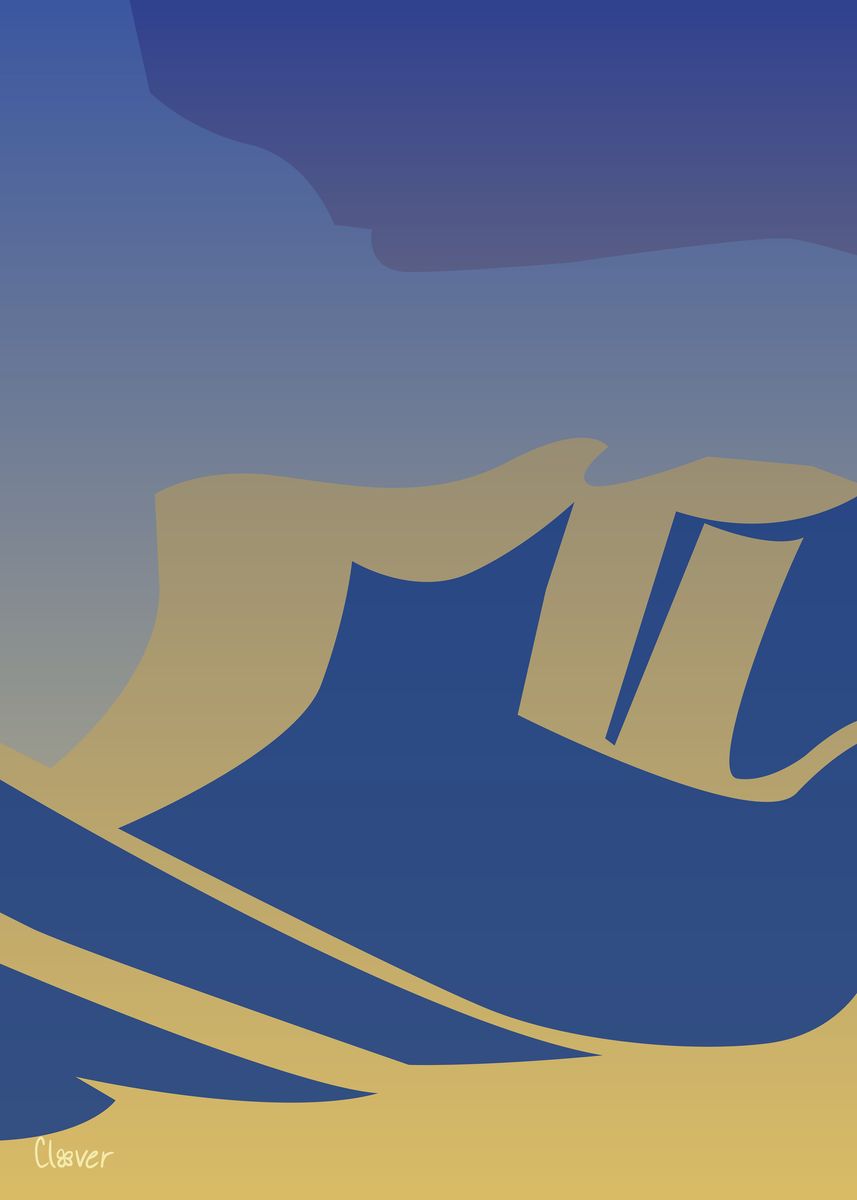 'Blue and Gold Landscape' Poster, picture, metal print, paint by Clover ...