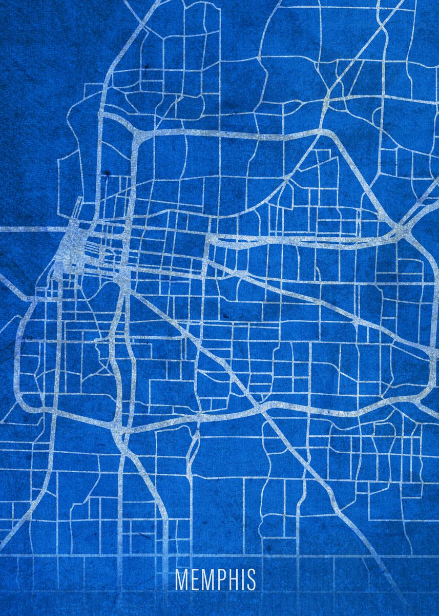 'Memphis City Street Map ' Poster, picture, metal print, paint by ...