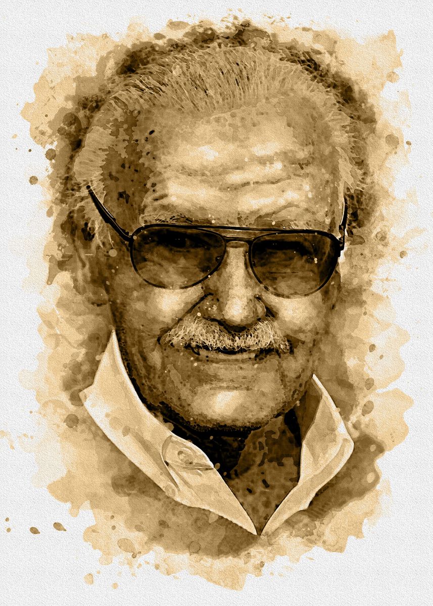 'stan lee' Poster, picture, metal print, paint by Izmo Scribbles | Displate