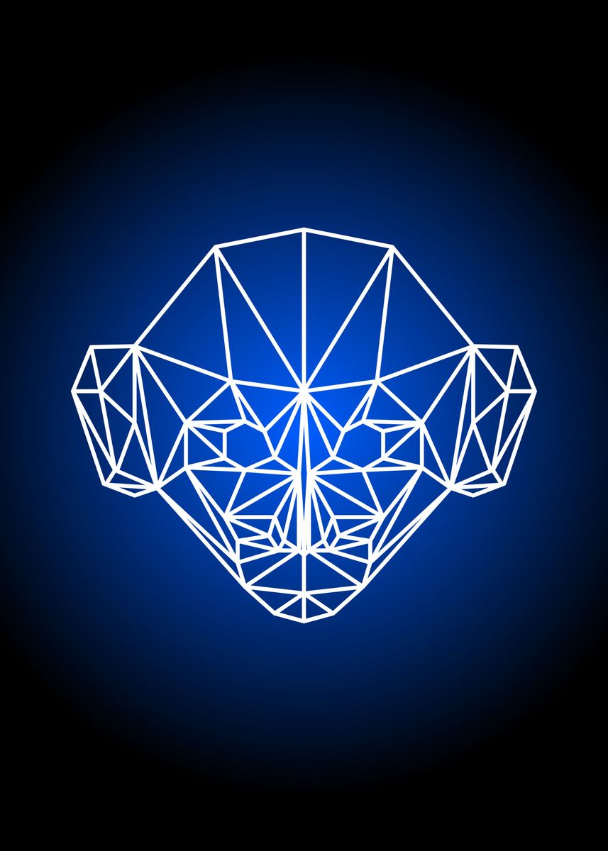 'polygonal monkey head' Poster by yano tama | Displate