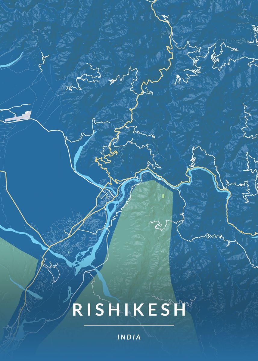 'Rishikesh India' Poster, picture, metal print, paint by MappaMaps ...