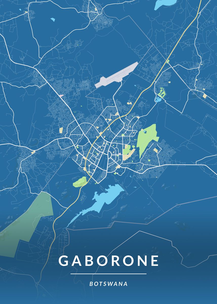 'Gaborone Botswana' Poster, picture, metal print, paint by MappaMaps ...