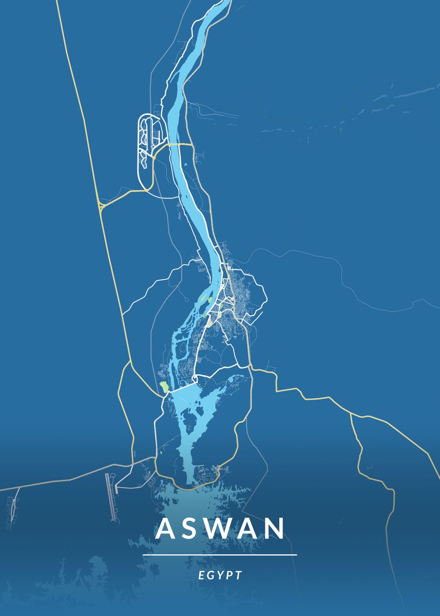 'Aswan Egypt' Poster, picture, metal print, paint by MappaMaps | Displate