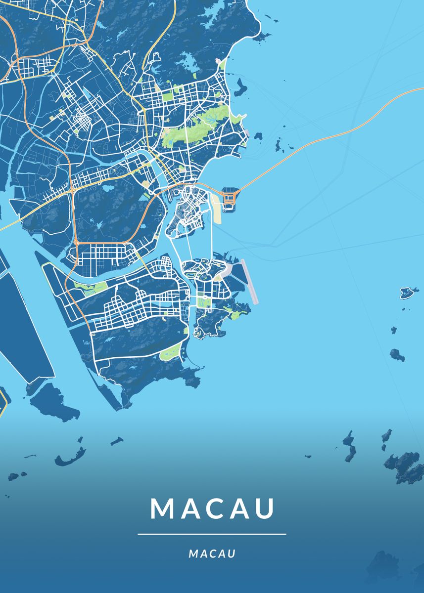'Macau Macau' Poster, picture, metal print, paint by MappaMaps | Displate