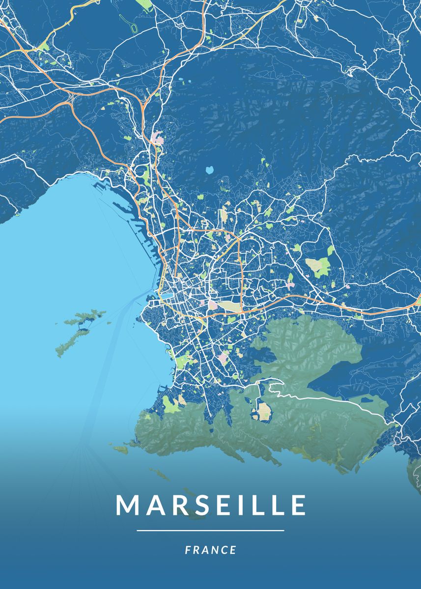 'Marseille France' Poster, picture, metal print, paint by MappaMaps ...