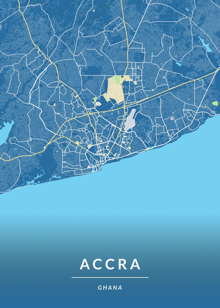 'Accra Ghana' Poster by MappaMaps | Displate