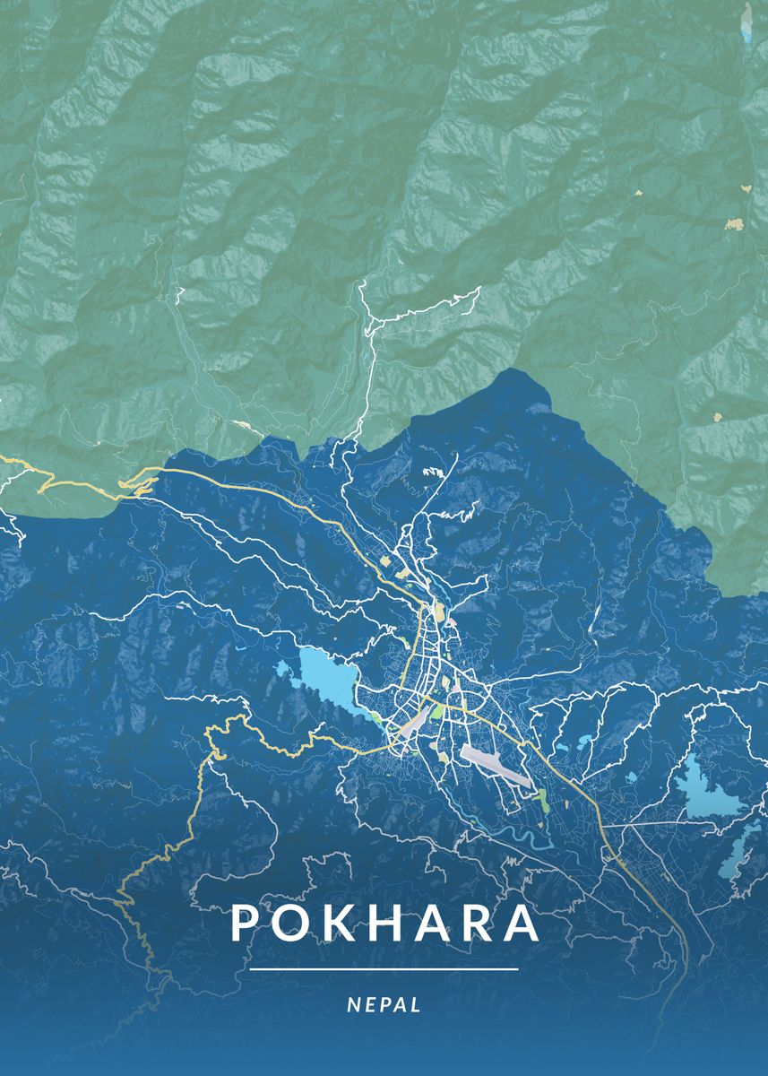 'Pokhara Nepal' Poster by MappaMaps | Displate