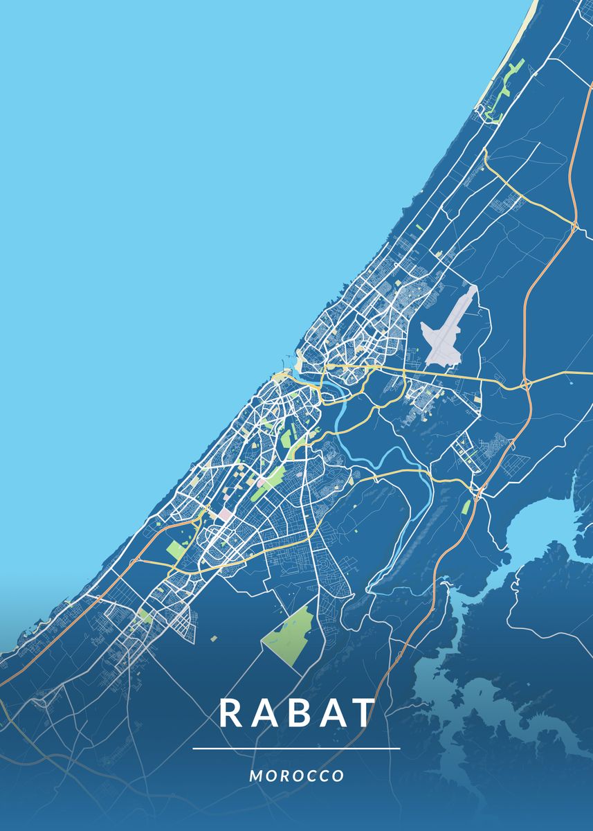 'Rabat Morocco' Poster, picture, metal print, paint by MappaMaps | Displate