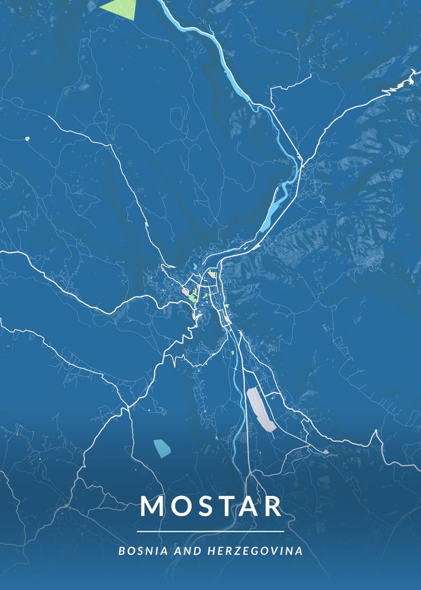 'Mostar Bosnia Herzegovina' Poster by MappaMaps | Displate