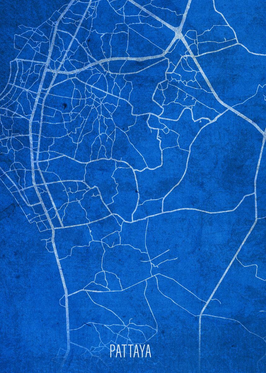 'Pattaya Thailand City Map' Poster, picture, metal print, paint by ...