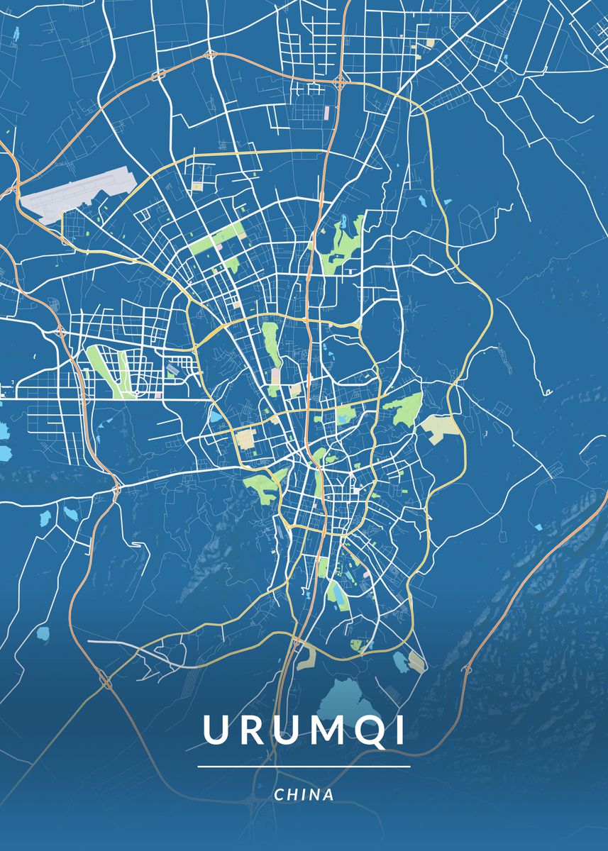 'Urumqi China' Poster by MappaMaps | Displate
