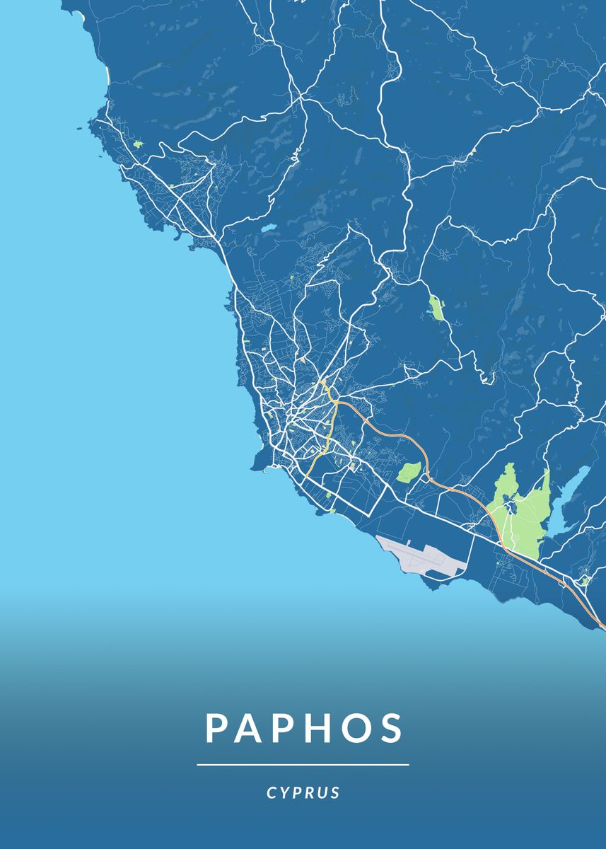 'Paphos Crpyus' Poster, picture, metal print, paint by MappaMaps | Displate