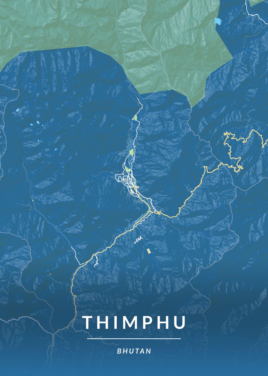 'Thimphu Bhutan' Poster by MappaMaps | Displate