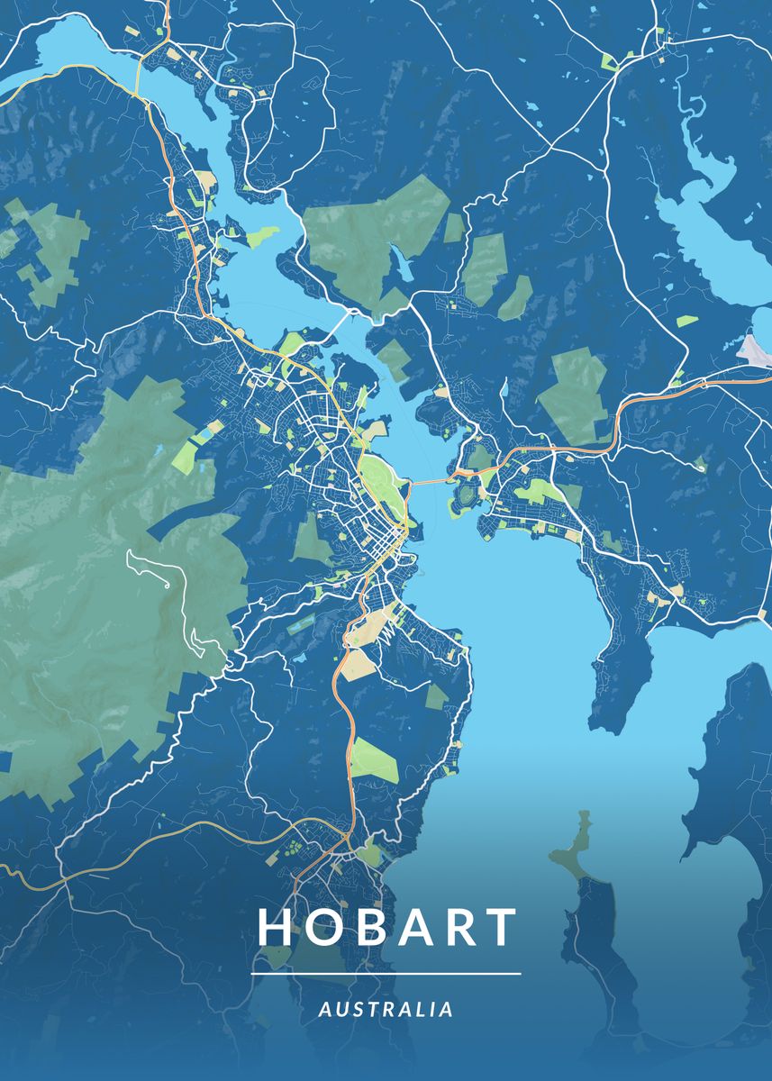 'Hobart Australia' Poster, picture, metal print, paint by MappaMaps ...