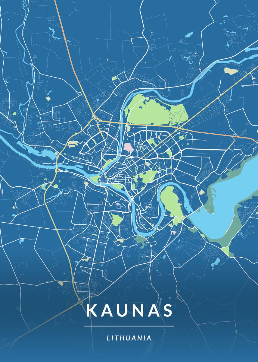 'Kaunas Lithuania' Poster by MappaMaps | Displate
