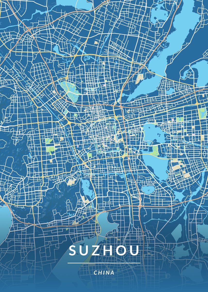 'Suzhou China' Poster, picture, metal print, paint by MappaMaps | Displate
