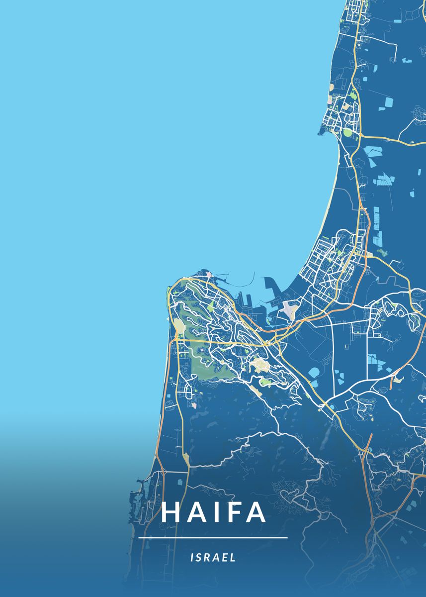 'Haifa Israel' Poster, picture, metal print, paint by MappaMaps | Displate