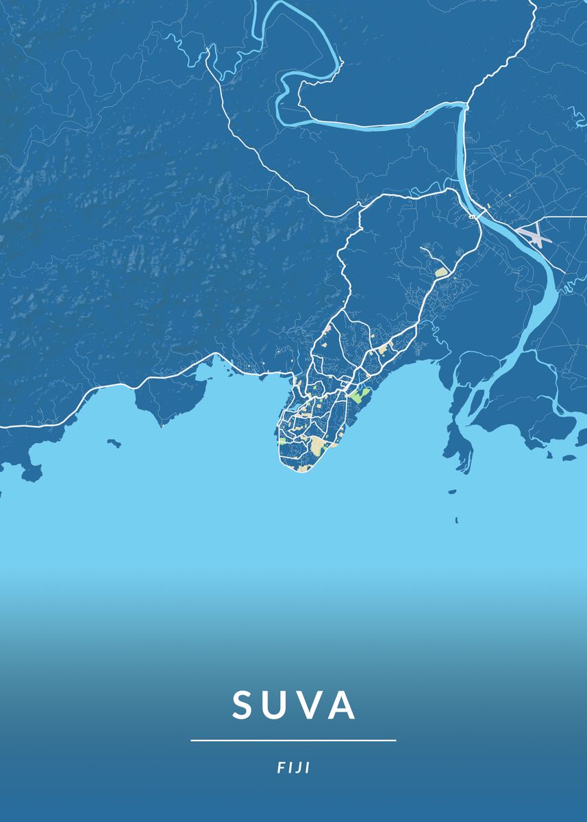 'Suva Fiji' Poster, picture, metal print, paint by MappaMaps | Displate