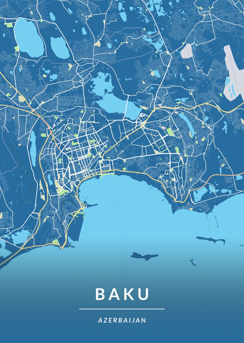 'Baku Azerbaijan' Poster by MappaMaps | Displate