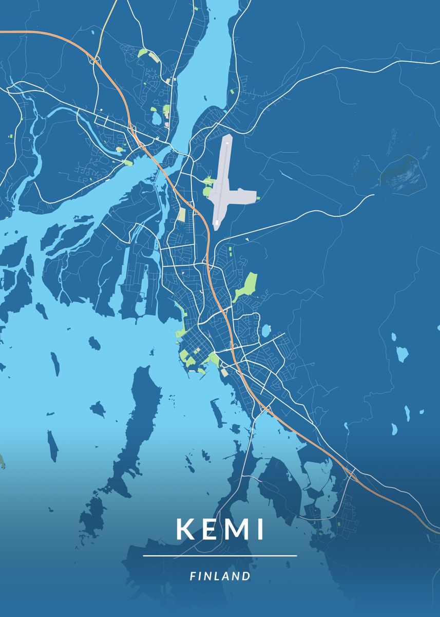 'Kemi Finland' Poster, picture, metal print, paint by MappaMaps | Displate