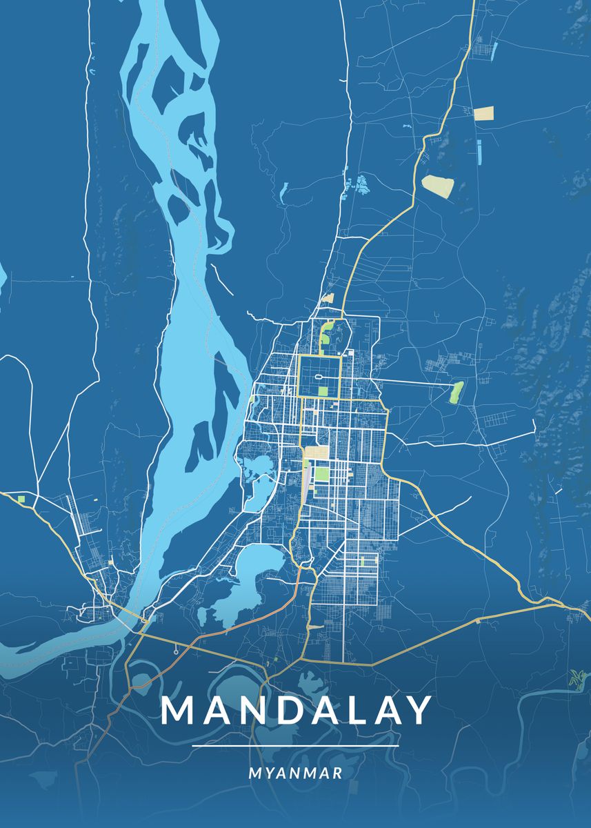 'Mandalay Myanmar' Poster, picture, metal print, paint by MappaMaps ...