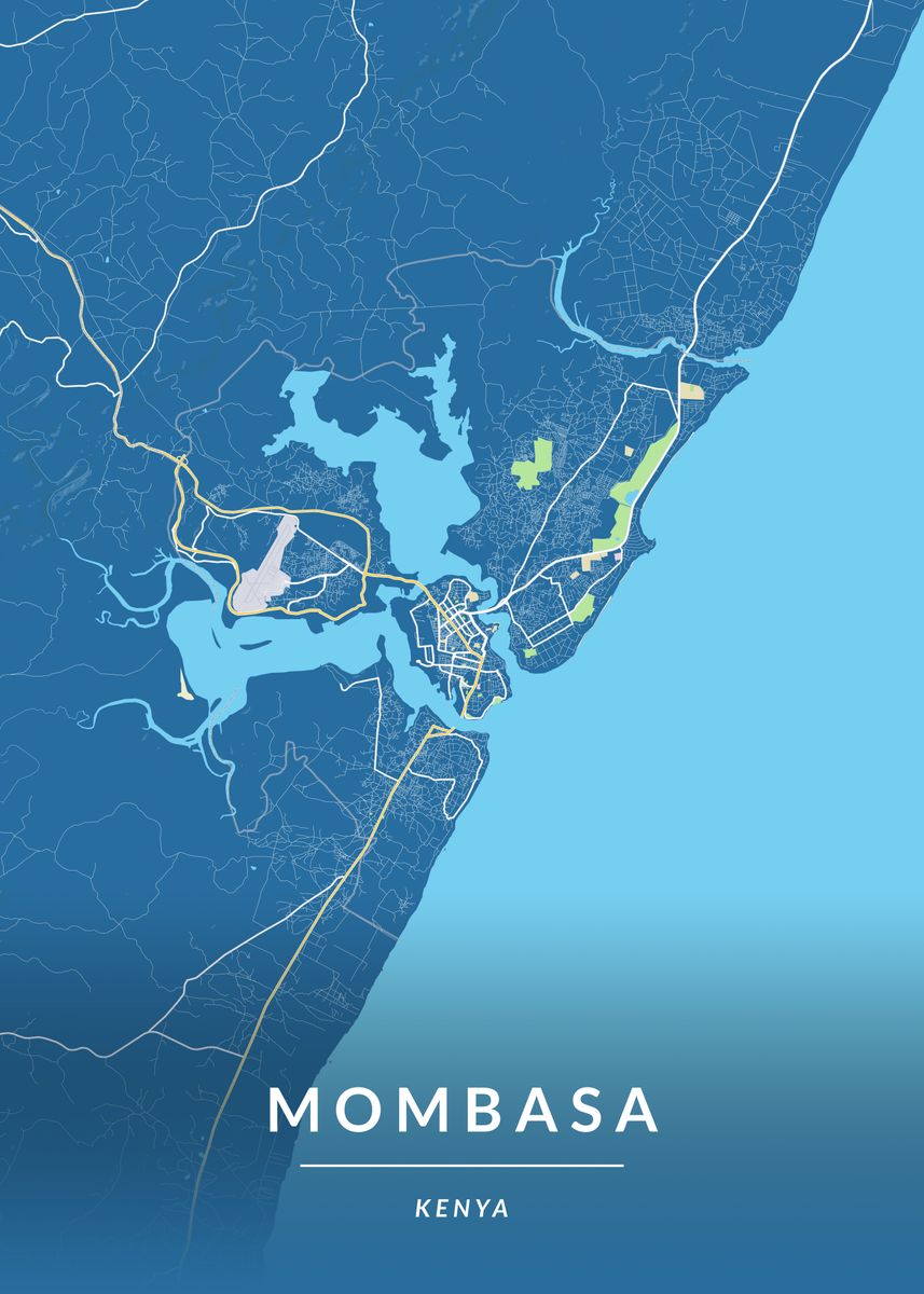 'Mombasa Kenya' Poster, picture, metal print, paint by MappaMaps | Displate