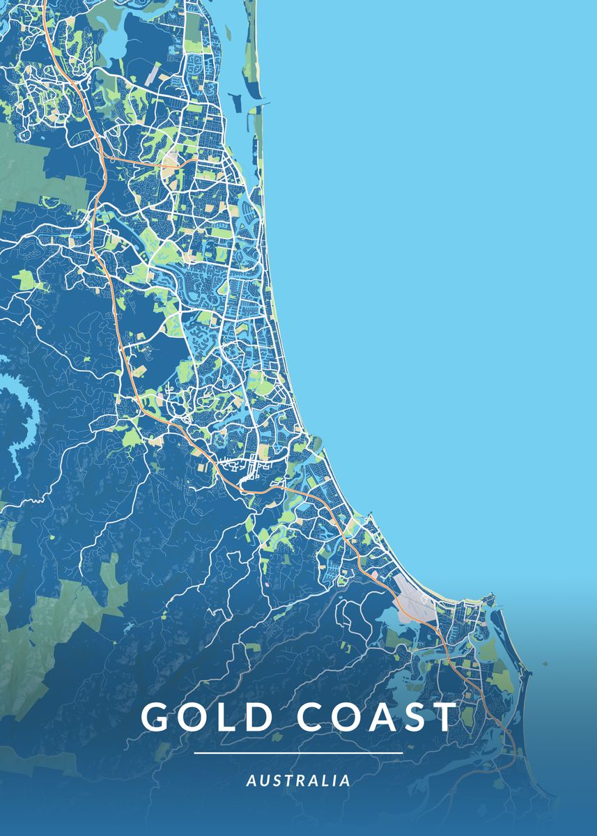 'Gold Coast Australia' Poster by MappaMaps | Displate